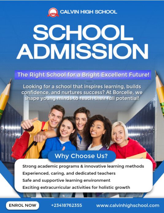 Blue Maximalist School Admission Advertisement For High School Flyer (us Letter) Template ...