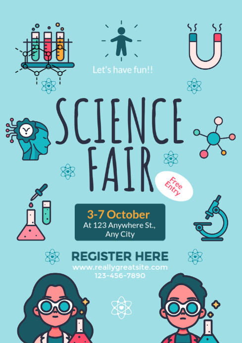 Copy of Blue Maximalist Science Fair Flyer A4 | PosterMyWall