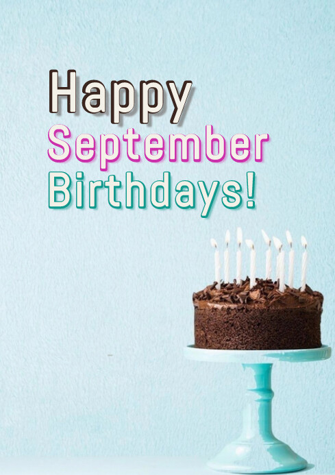 Blue Maximalist September Birthday A4 Template | PosterMyWall