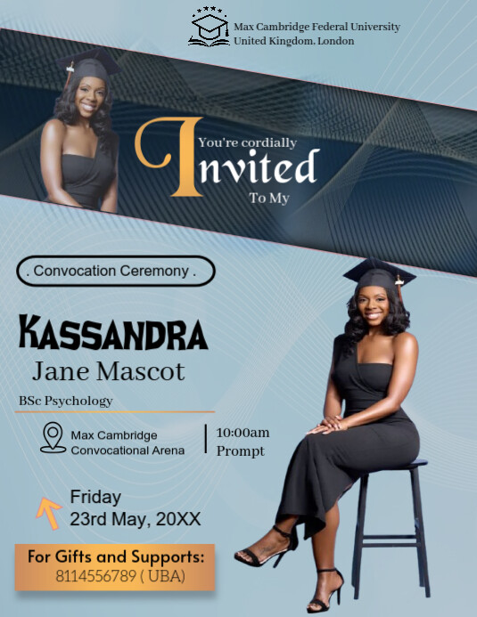 Copy of Blue Maximalist Simple Convocation Invitation Flyer (us Letter ...