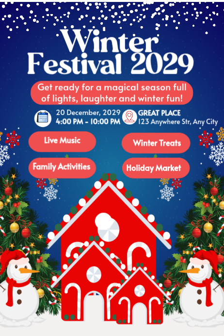 Blue Maximalist Simple Winter Festival Post With Bold Headline, Festive ...