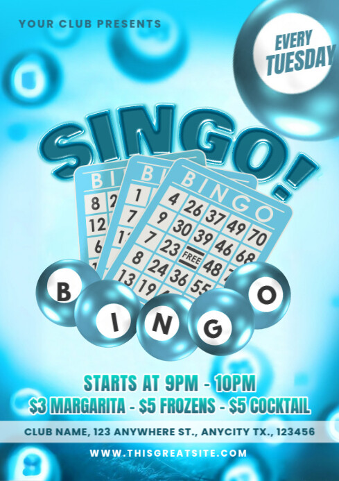 Copy of Blue Maximalist Singo Bingo A4 | PosterMyWall