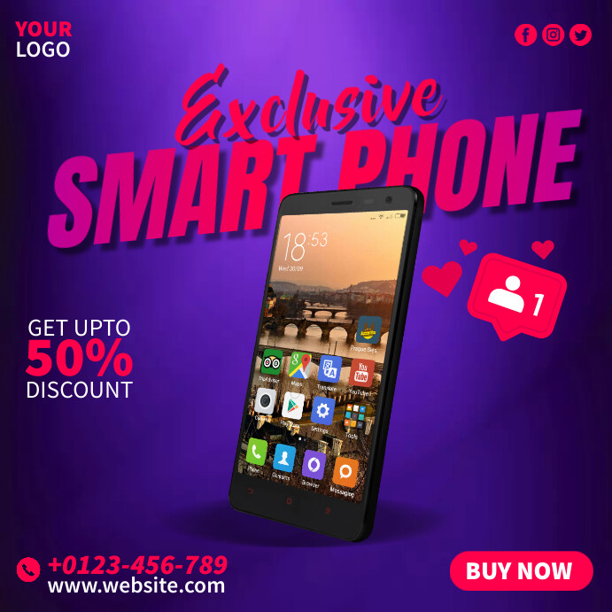 Blue Maximalist Smart Pone Instagram Post Template | PosterMyWall