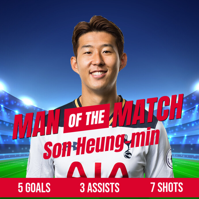 Blue Maximalist Soccer Man Of The Match Instagram Post Template ...