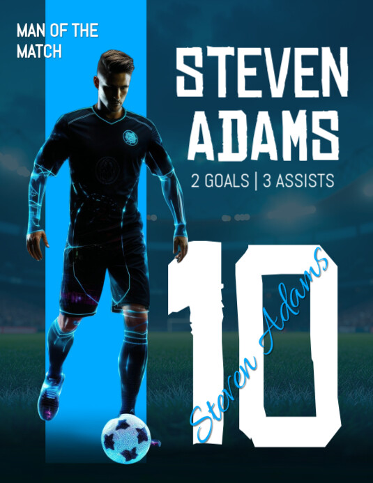 Copy of Blue Maximalist Soccer Player Flyer (us Letter) | PosterMyWall