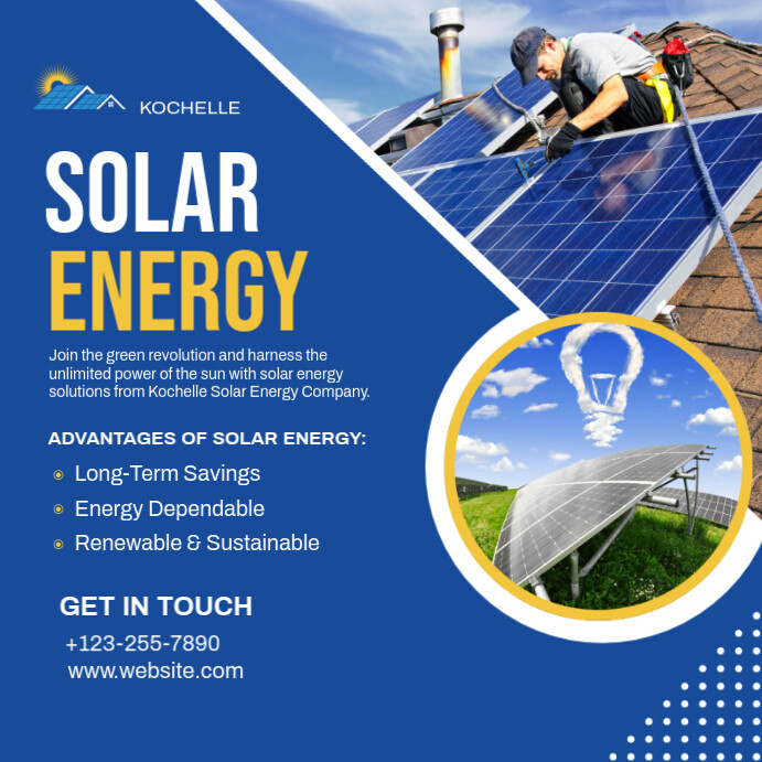 Blue Maximalist Solar Enery Instagram Post Templat | PosterMyWall