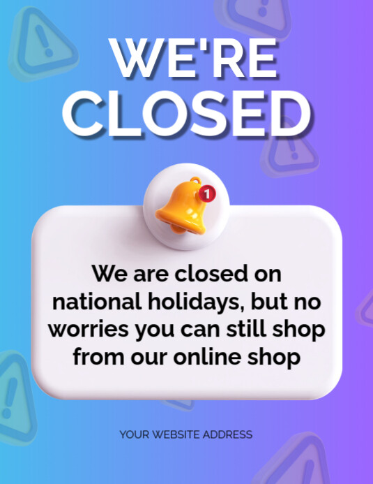 Blue Maximalist Sorry We Are Closed Flyer (us Letter) Template ...