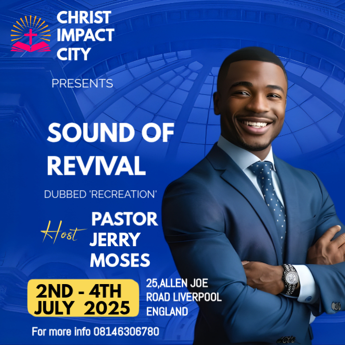 Plantilla de Blue Maximalist Sound Of Revival Church Conference Flyer ...