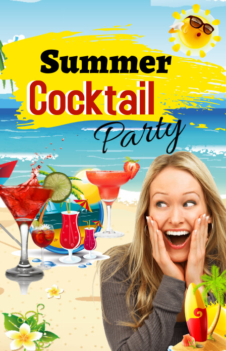 Copy of Blue Maximalist Summer Cocktail Party Tabloid | PosterMyWall