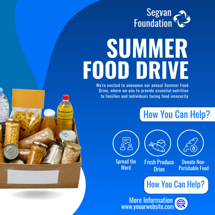 Copy of Blue Maximalist Summer Food Drive Instagram Post | PosterMyWall