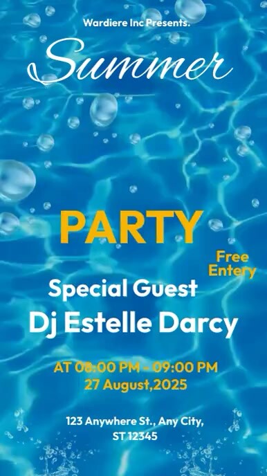 Plantilla de Blue Maximalist Summer Pool Party Flyer Templ | PosterMyWall