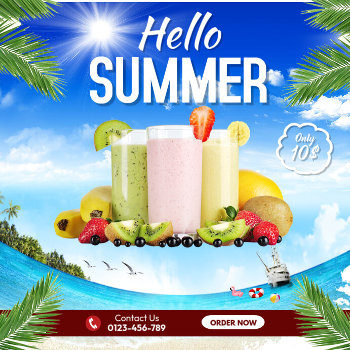 Blue Maximalist Summer Template Instagram Post | PosterMyWall