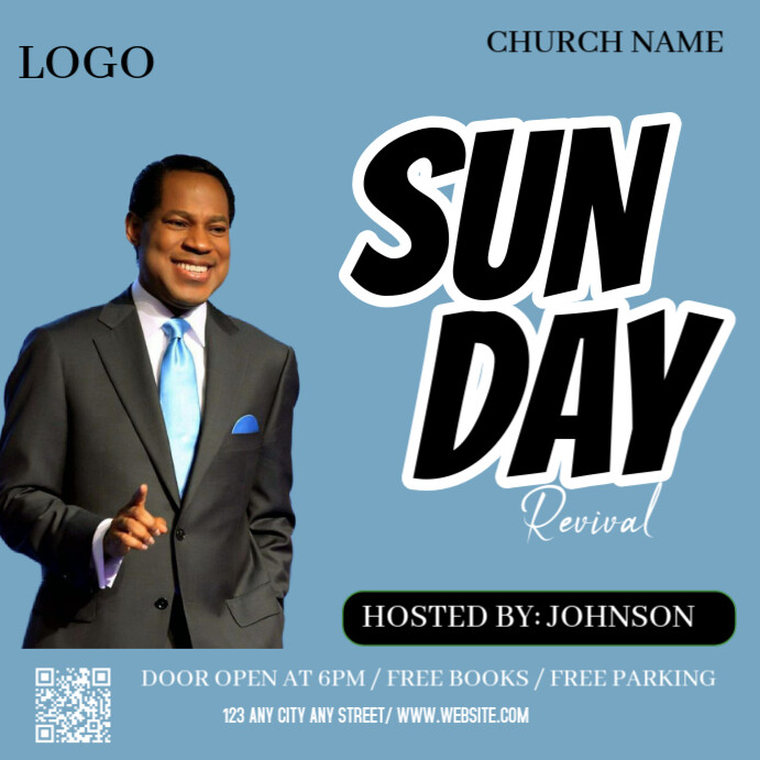 Copy of Blue Maximalist Sunday Revival Instagram Post | PosterMyWall