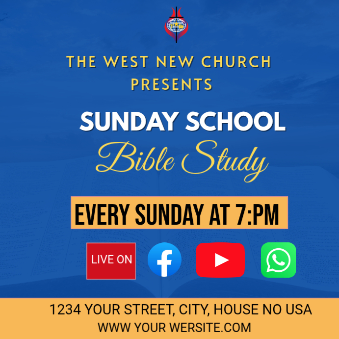 Blue Maximalist Sunday School, Bible Study Instagram Post Template ...