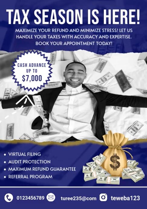 Copy of Blue Maximalist Tax Season Flyers A4 | PosterMyWall