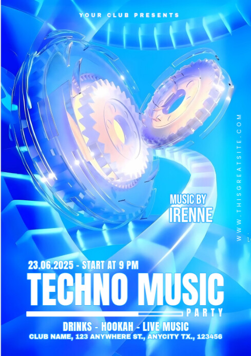 Copy of Blue Maximalist Techno Music Party A4 | PosterMyWall