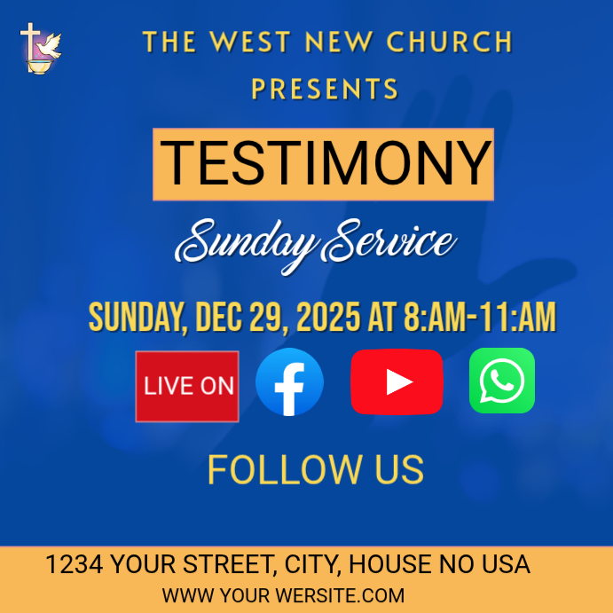 Plantilla de Blue Maximalist Testimony Sunday Service Flyer Instagram ...