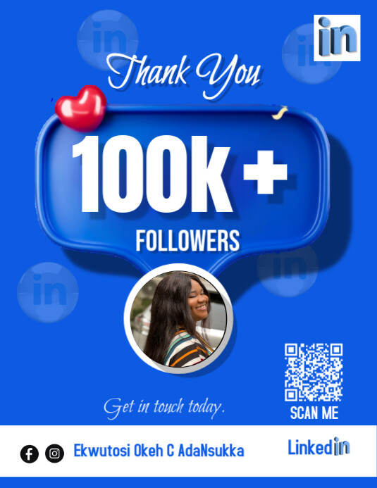 Copy of Blue Maximalist Thank You 10k 20k 50k 100k 500k 1m Followers/ Subscribers Flyer (us ...