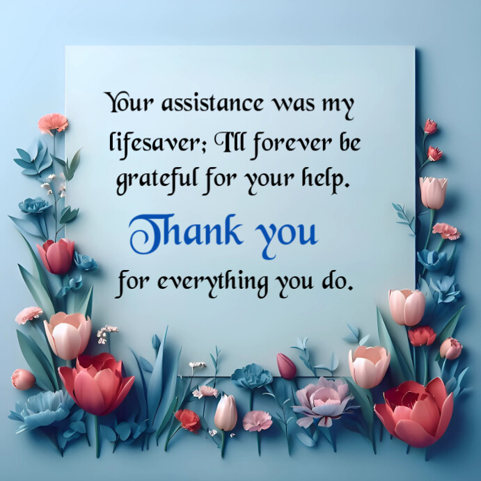 Blue Maximalist Thank You Message Instagram Post Template | PosterMyWall