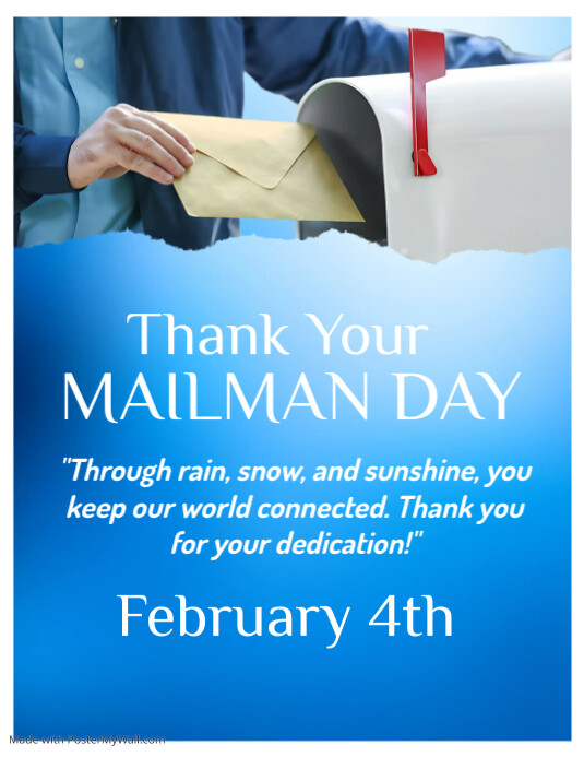 Blue Maximalist Thank Your Mailman Day Flyer (us Letter) Template ...