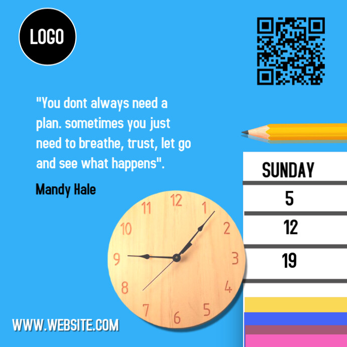 Blue Maximalist Time Qoute Planning Instagram Post Template | PosterMyWall