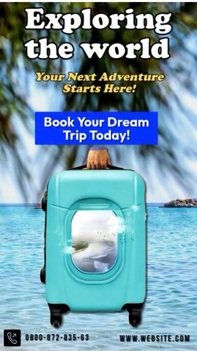 Blue Maximalist Time To Travel Digital Display Template | PosterMyWall