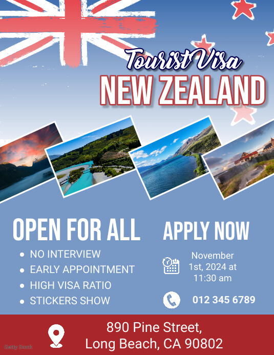 Blue Maximalist Tourist Visa Flyers Flyer (us Template | PosterMyWall