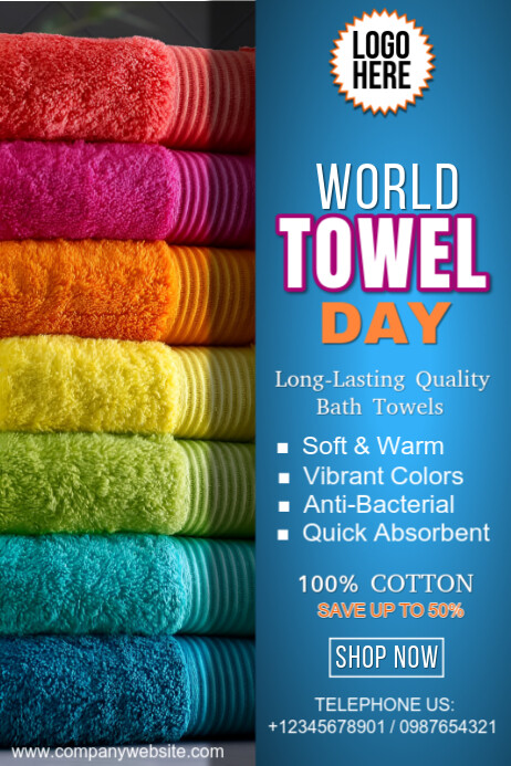 Blue Maximalist Towel Day/ World Towel Day Poster | PosterMyWall