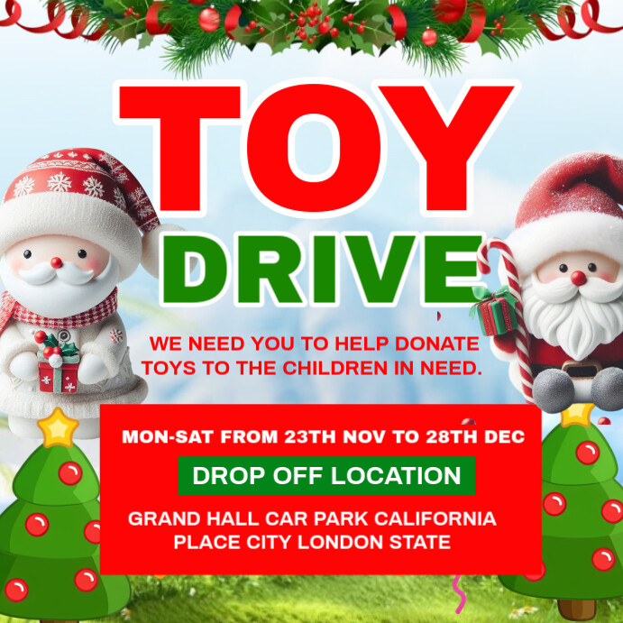 Copy of Blue Maximalist Toy Drive Template Design Instagram Post ...
