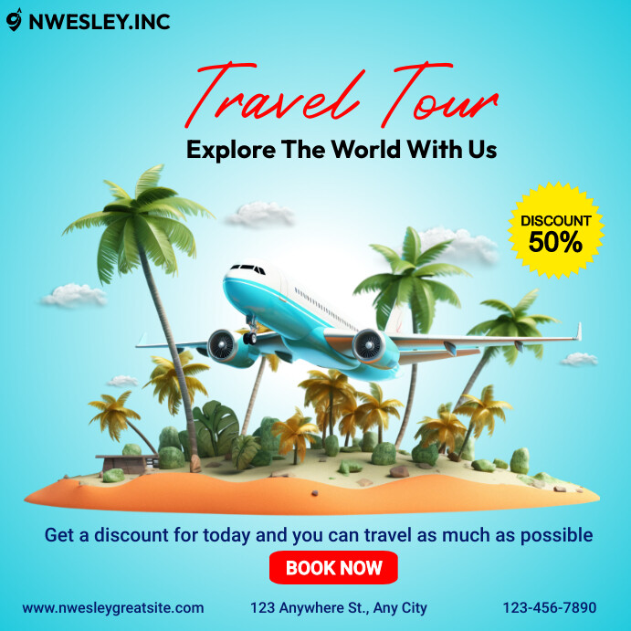 Blue Maximalist Travel Agency Ad Instagram Po Template | PosterMyWall