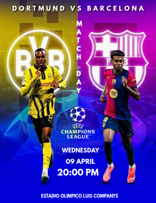 Copy of Blue Maximalist Ucl Quarter Final Dortmund Flyer (us Letter ...