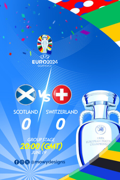 Blue Maximalist Uefa Euro 2024 Fixture Poster Template | PosterMyWall