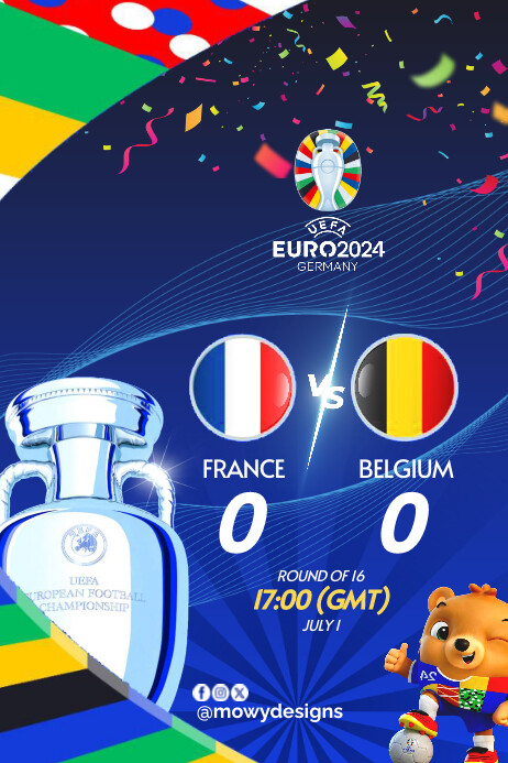 Blue Maximalist Uefa Euro 2024 Fixture Poster Template | PosterMyWall
