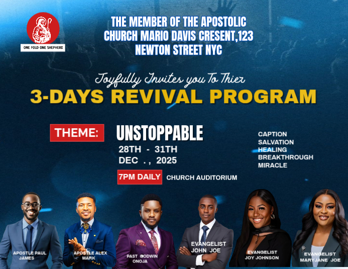 Blue Maximalist Unstoppable Revival: 3-day Church Program Flyer ...