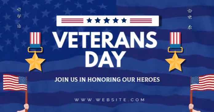 Blue Maximalist Veterans Day Banner Video Facebook Shared Image ...