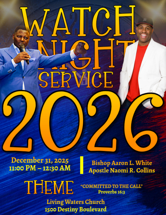 Blue Maximalist Watch Night Service Flyer (us Letter) Template ...