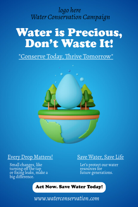 Copy of Blue Maximalist Water Conservation Poster | PosterMyWall