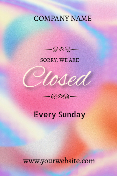 Blue Maximalist We Are Closed Poster Template | PosterMyWall