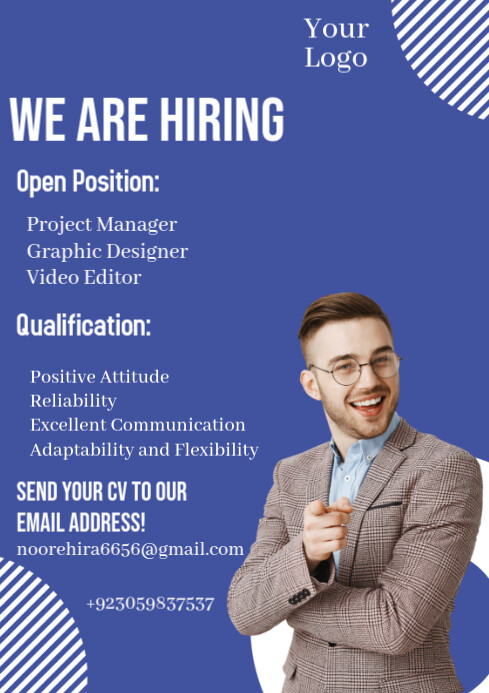Plantilla de Blue Maximalist We Are Hiring Banners A4 | PosterMyWall