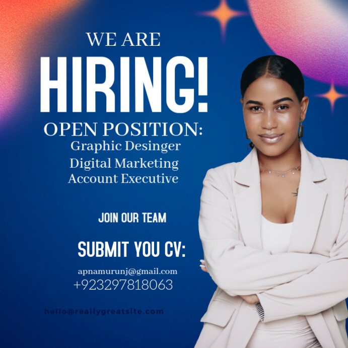 Copy of Blue Maximalist We Are Hiring Flyers Instagram Post | PosterMyWall