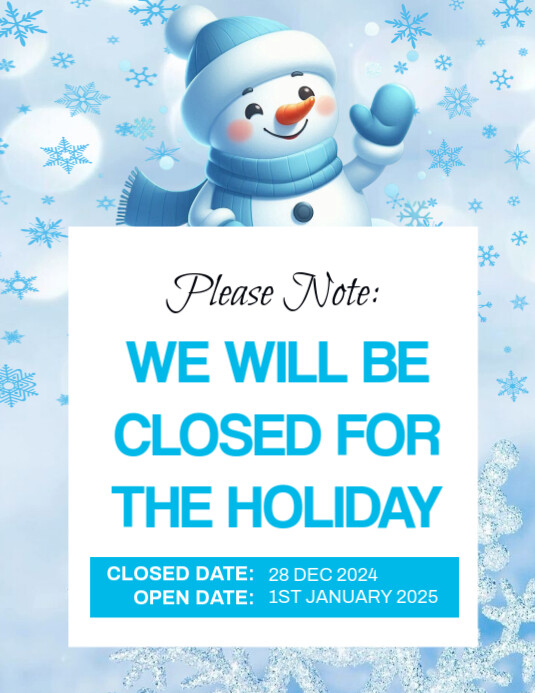 Copy of Blue Maximalist We Will Be Closed For The Holiday Flyer (us Letter) | PosterMyWall