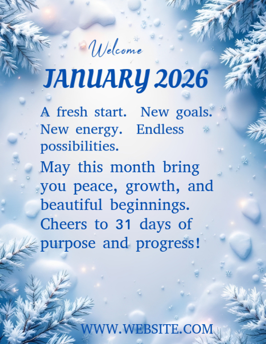 Blue Maximalist Welcome January 2026 Flyer (us Letter) Template ...