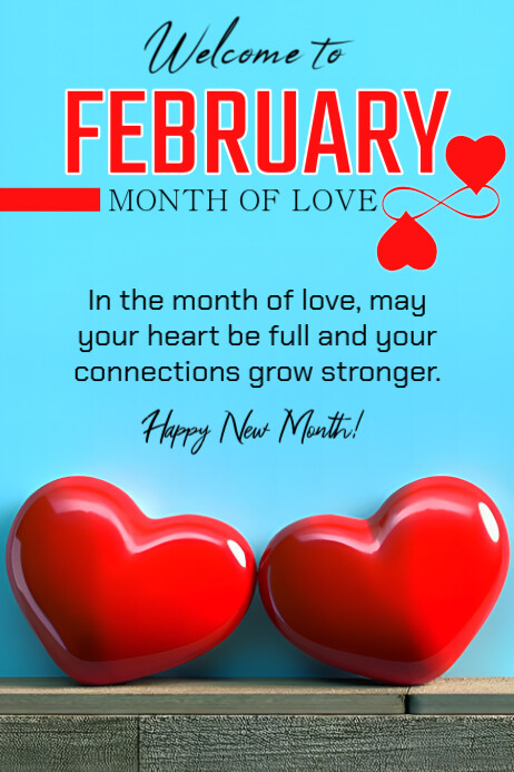 Blue Maximalist Welcome To February Poster Template | PosterMyWall