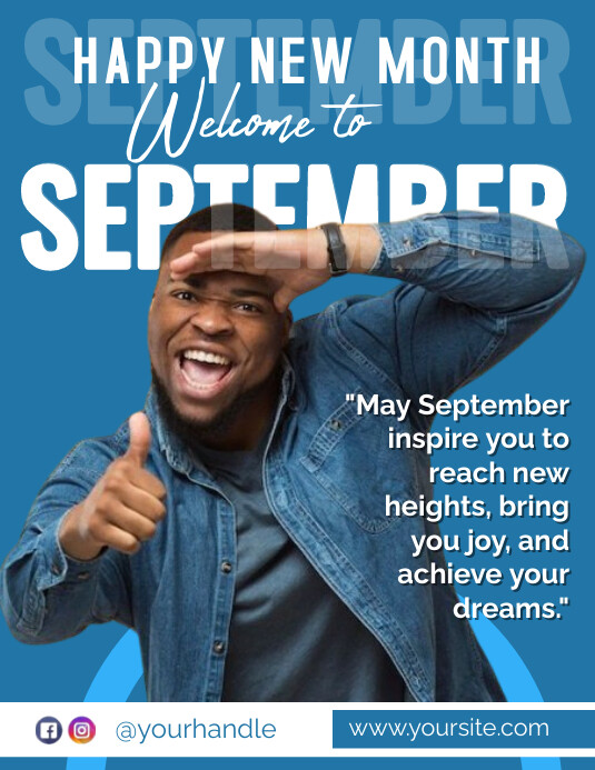 Blue Maximalist Welcome To September Happy Ne Template | PosterMyWall