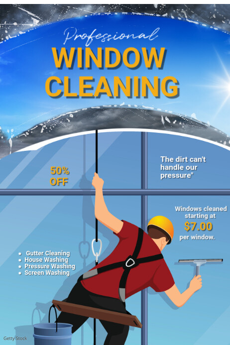 Blue Maximalist Window Cleaning Poster Template | PosterMyWall