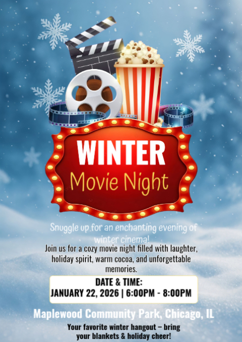 Blue Maximalist Winter Cinema Escape - A Cozy Night Of Movies & Magic ...