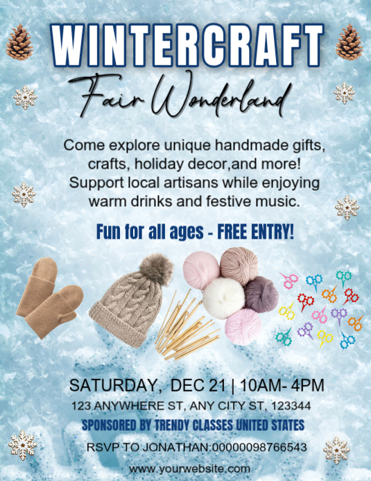 Blue Maximalist Winter Craft Fair Wonderland Flyer (us Letter) Template ...