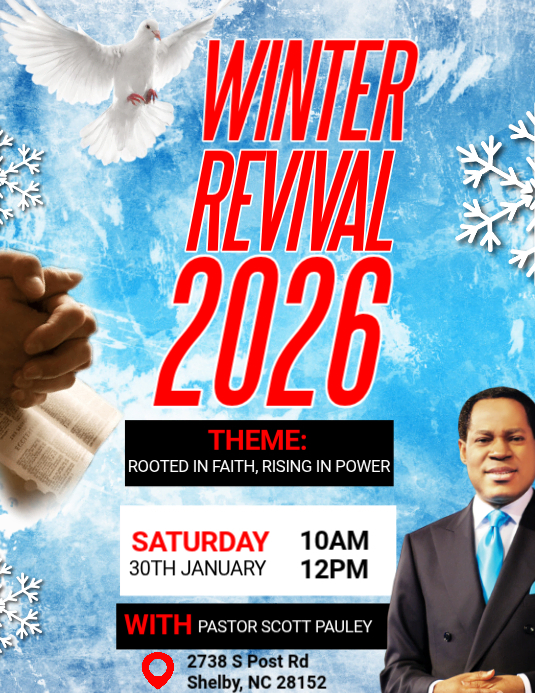 Blue Maximalist Winter Revival Flyer (us Letter) Template | PosterMyWall