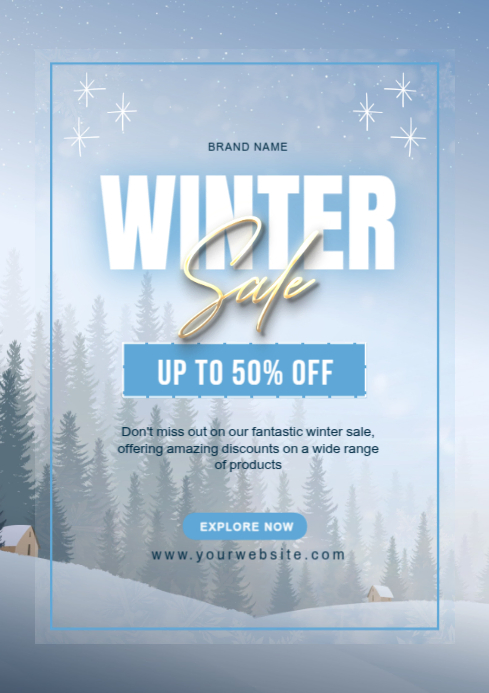 Blue Maximalist Winter Sale Offer Ad Flyer A4 Template | PosterMyWall