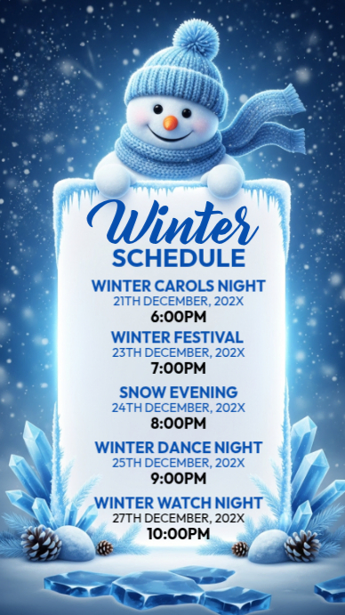 Copy of Blue Maximalist Winter Schedule, Instagram Story | PosterMyWall